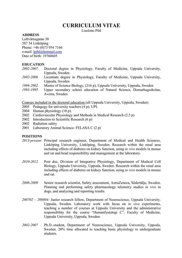 LinkedIn - CV Liselotte Pihl | PDF