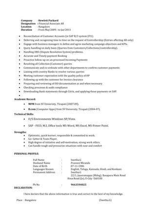 Swetha CV | DOC