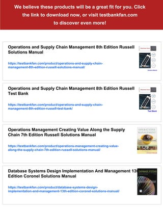Operations and Supply Chain Management 9th Edition Russell Solutions ...