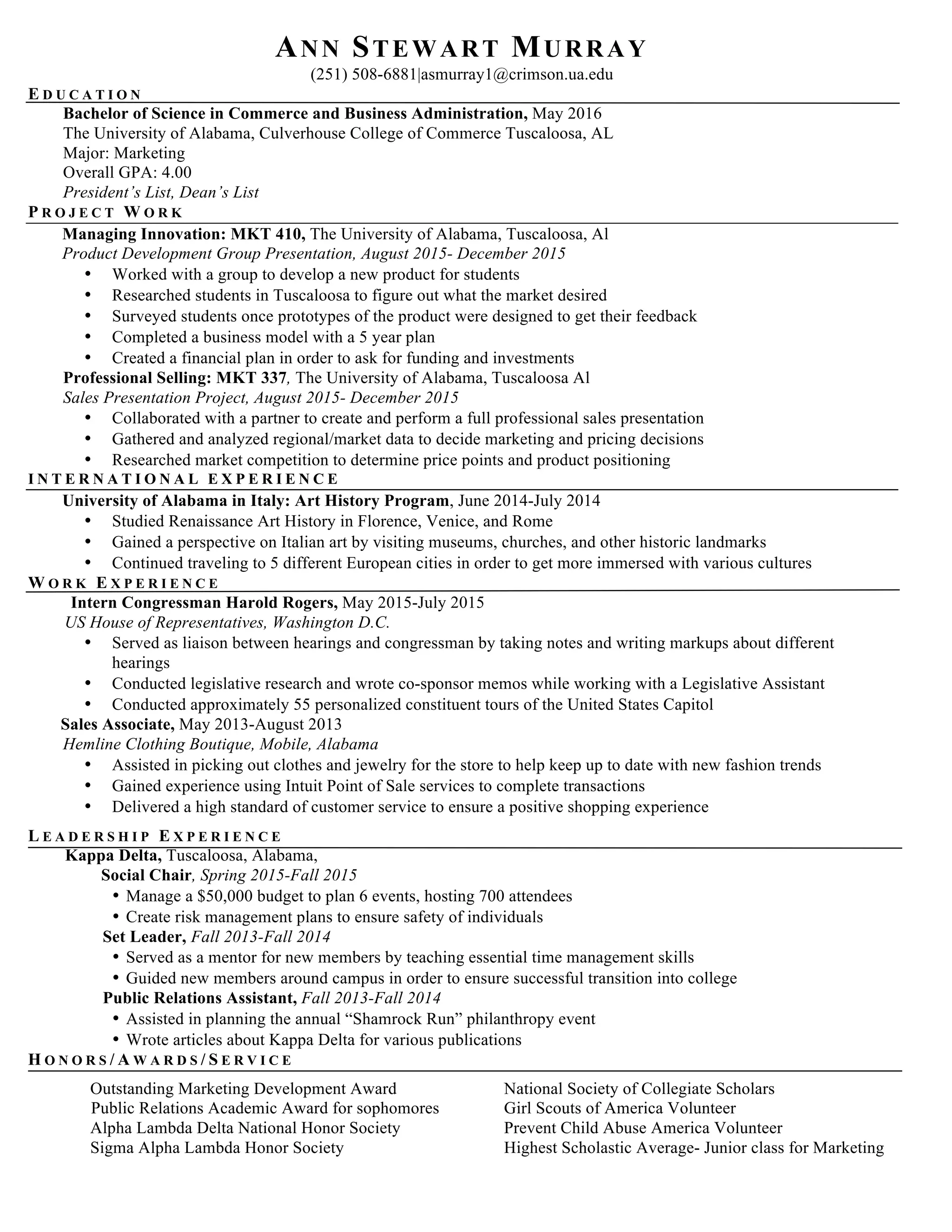 Ann Stewart Murray Resume | PDF