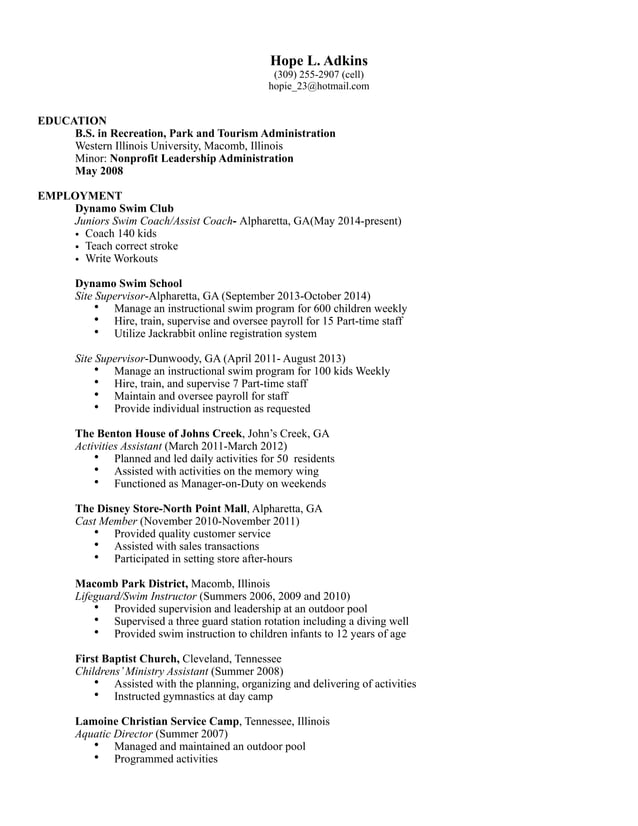 Hope Resume 2014-4 | PDF