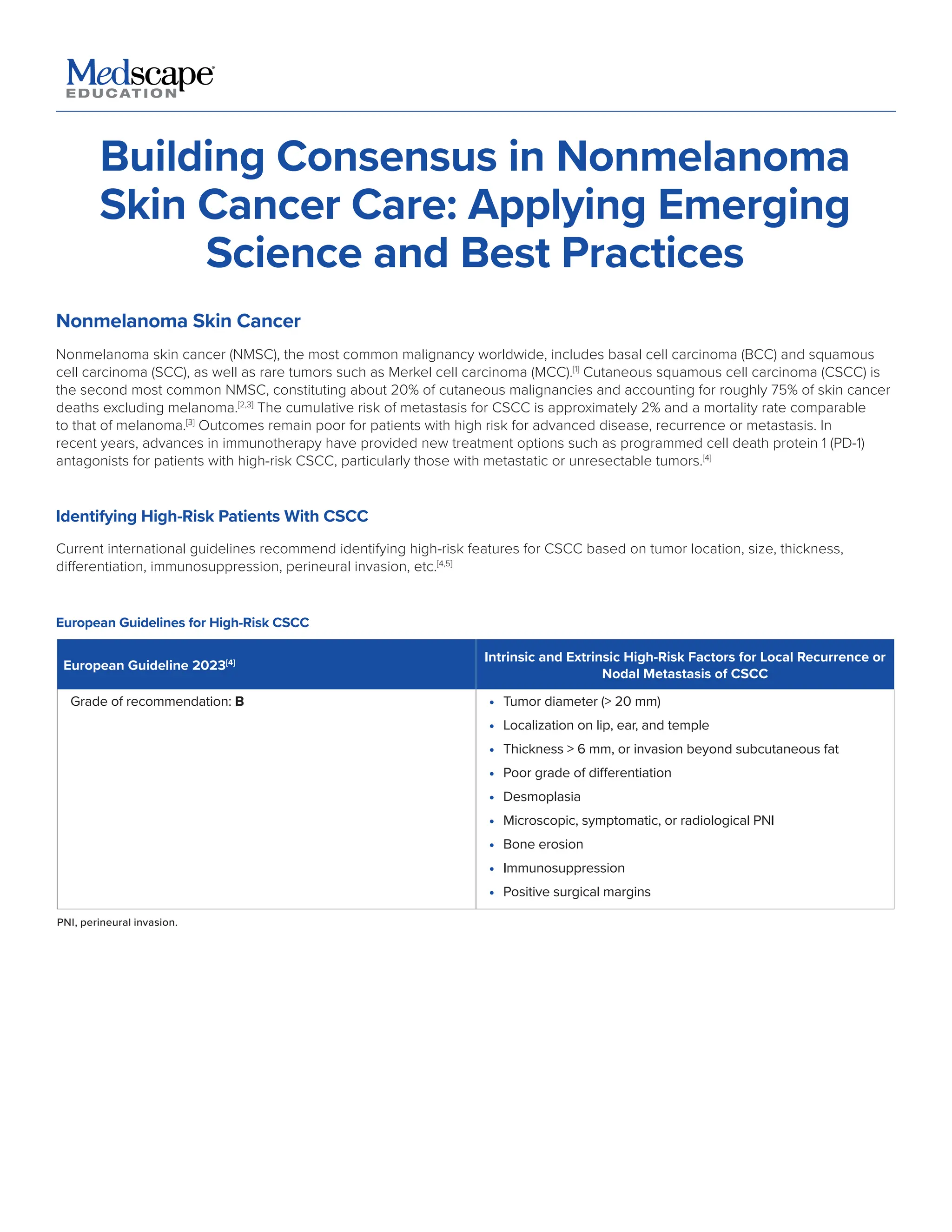 clinician-handout Building Consensus in Nonmelanoma Skin Cancer Care | PDF