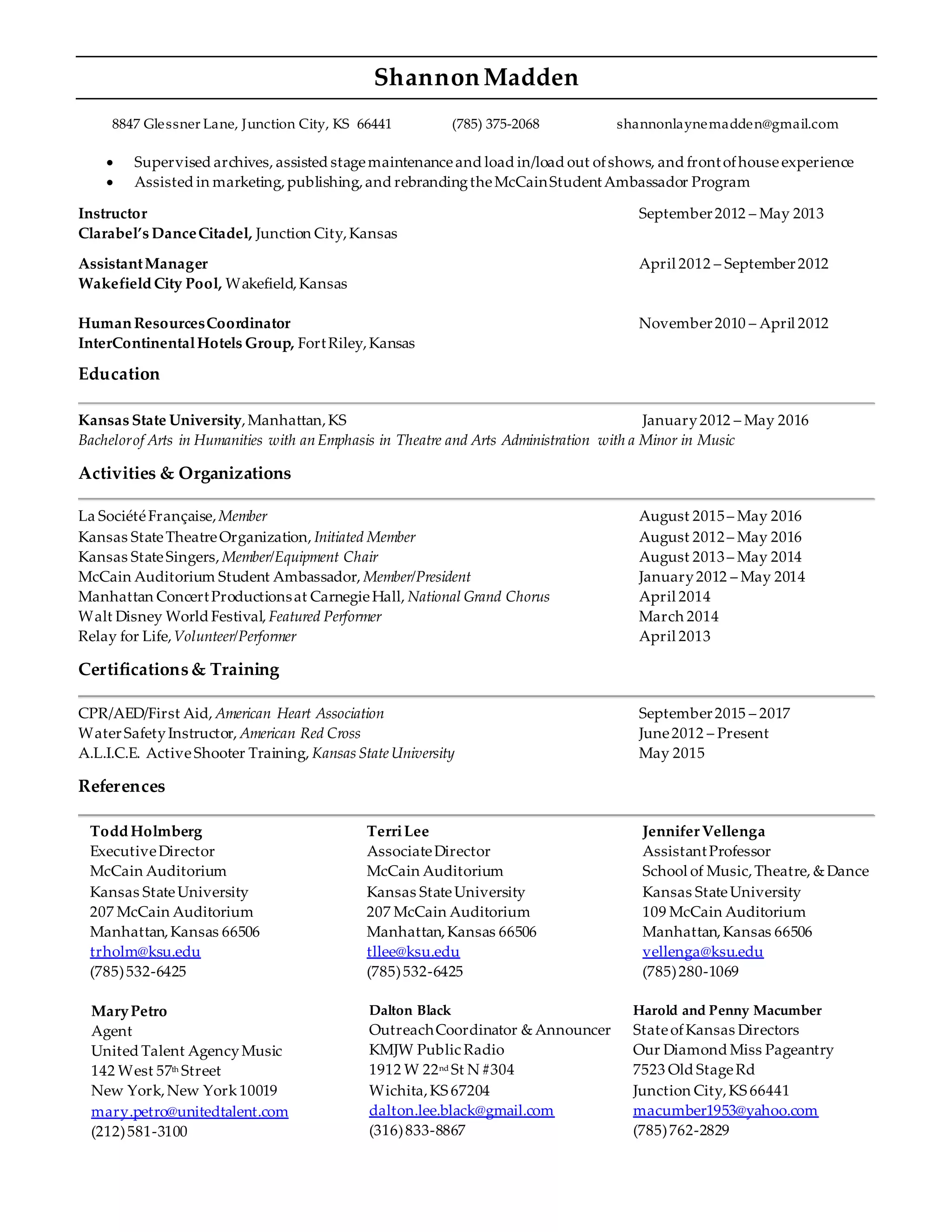 Shannon Madden - Professional Resume | DOCX