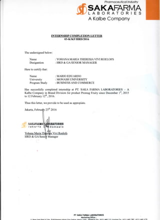 Internship Completion Letter | PDF