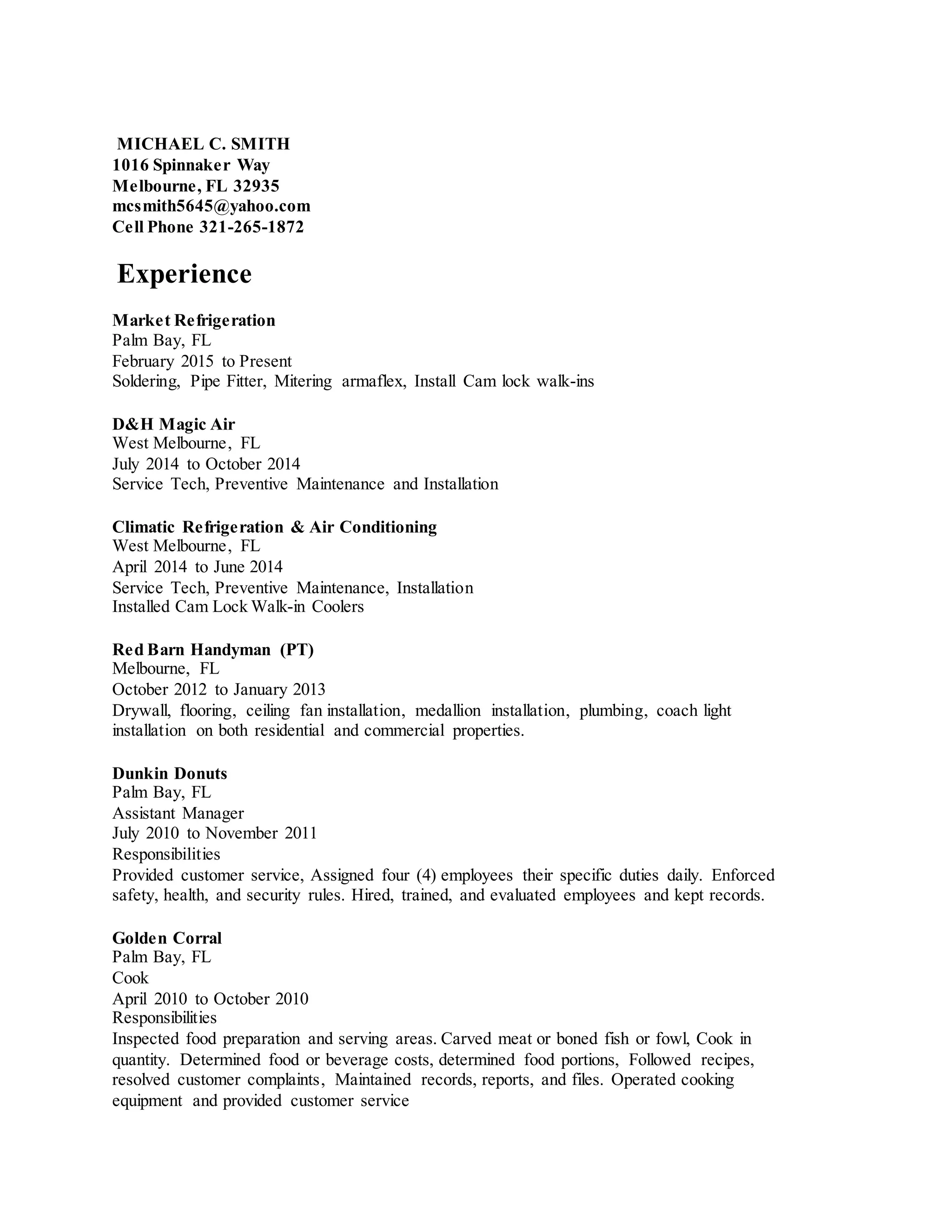 MICHAEL C resume | DOCX