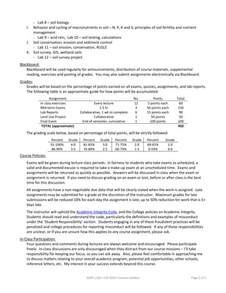 Intro Soils Course Syllabus | PDF