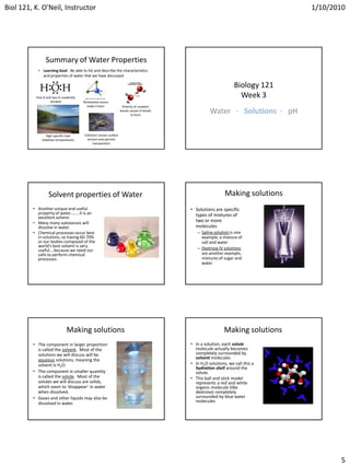 Lec 1.4 & 1.5 - solutions & pH | PDF