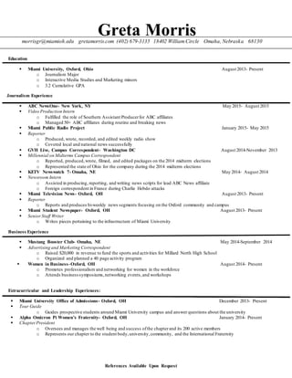 Greta Morris Resume 2016 | DOCX