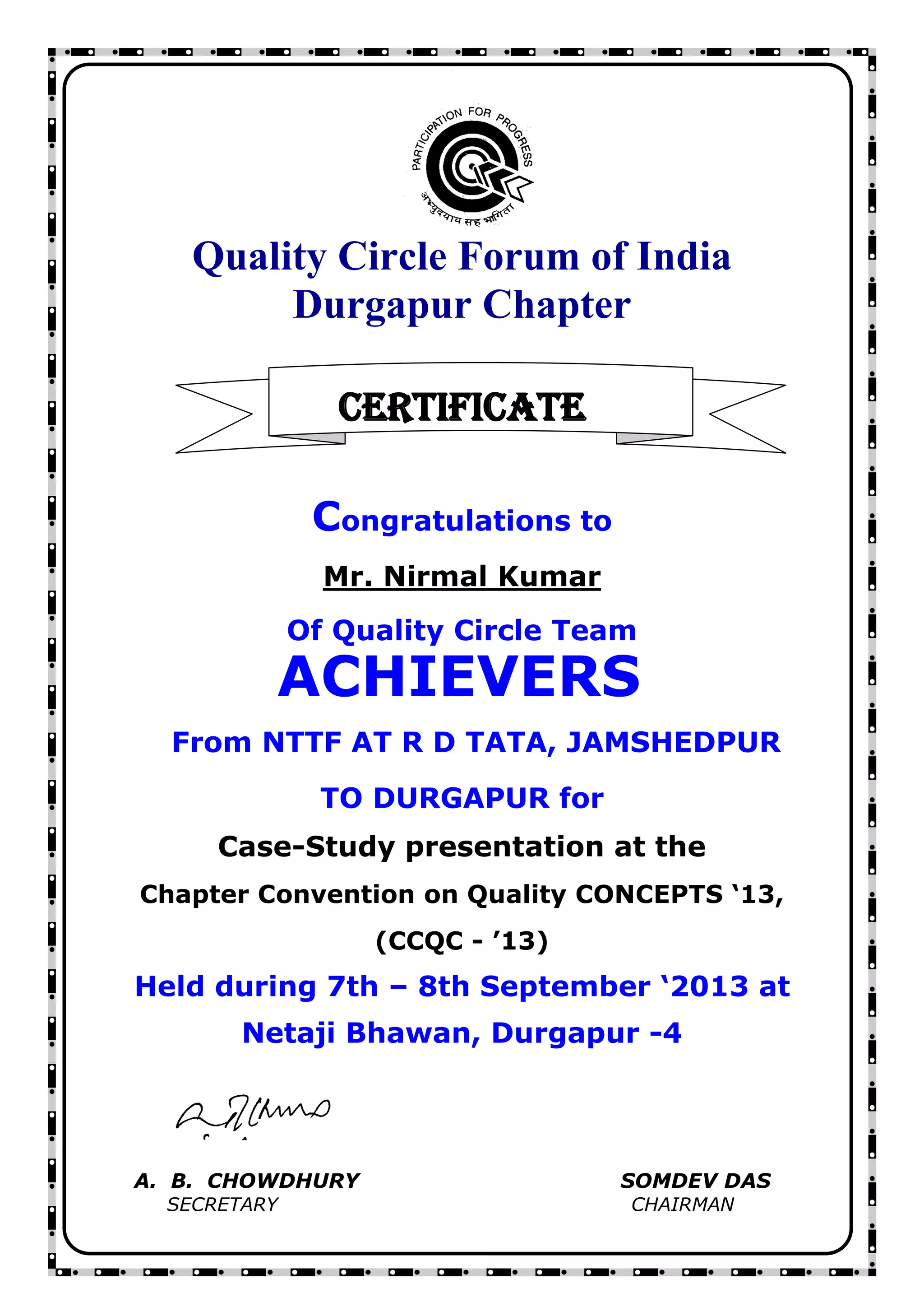 NIRMAL ccqc certificate | PDF
