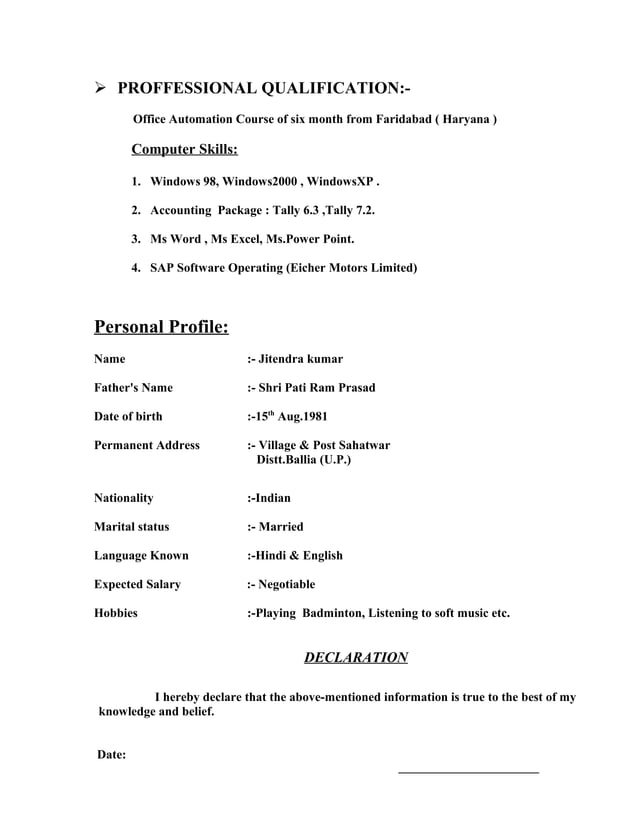 jitendra (Resume) | DOC | Business | Business and Finance