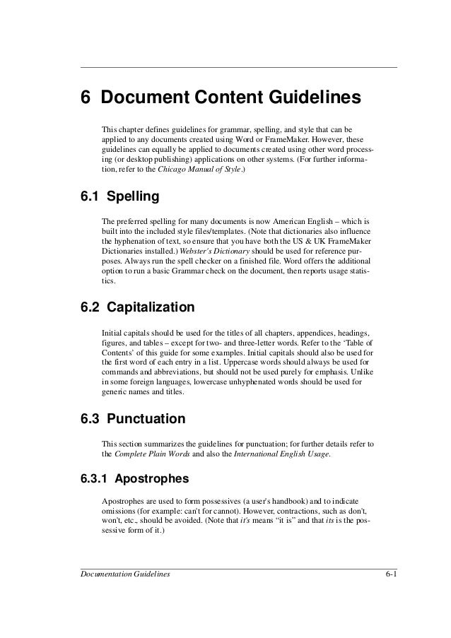Documentation Guidelines