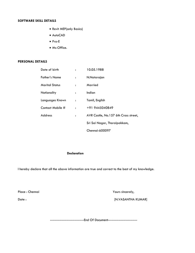 Vasanth - Experience Details 02 | PDF