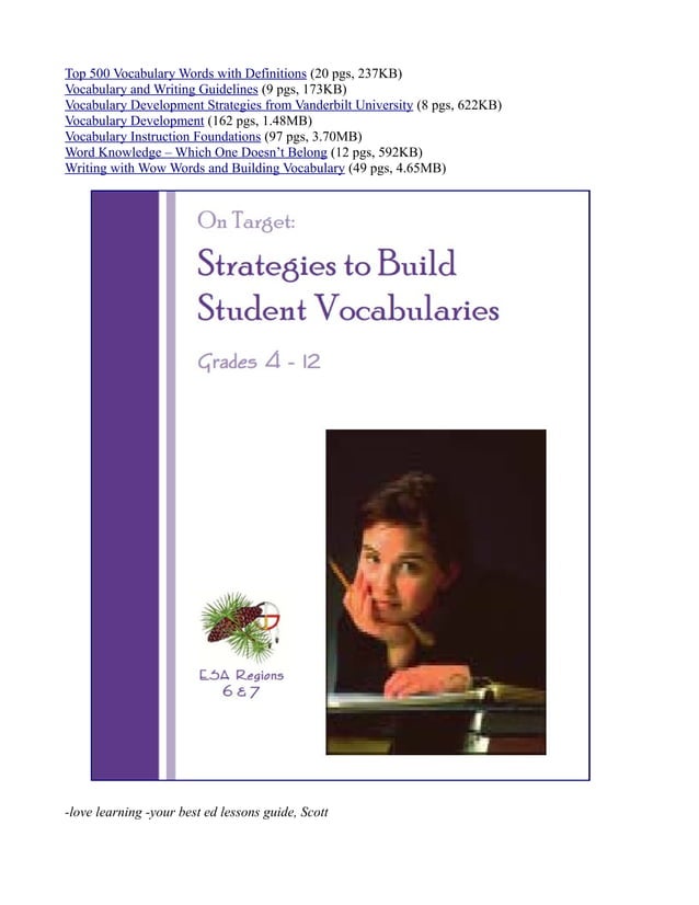 42 academic and specific vocabulary & spelling lists with definitions ...