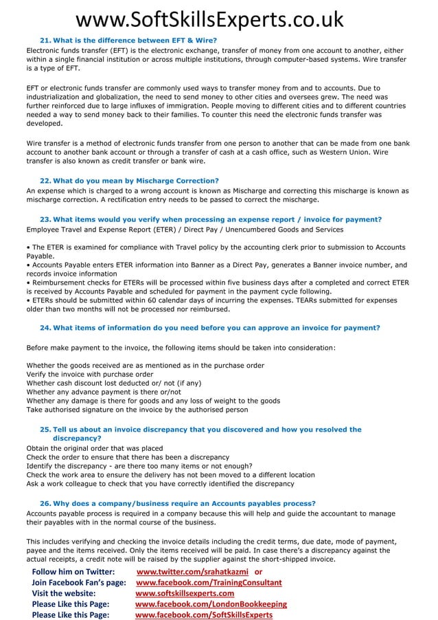42 Accounts Payable Interview Questions and Answers