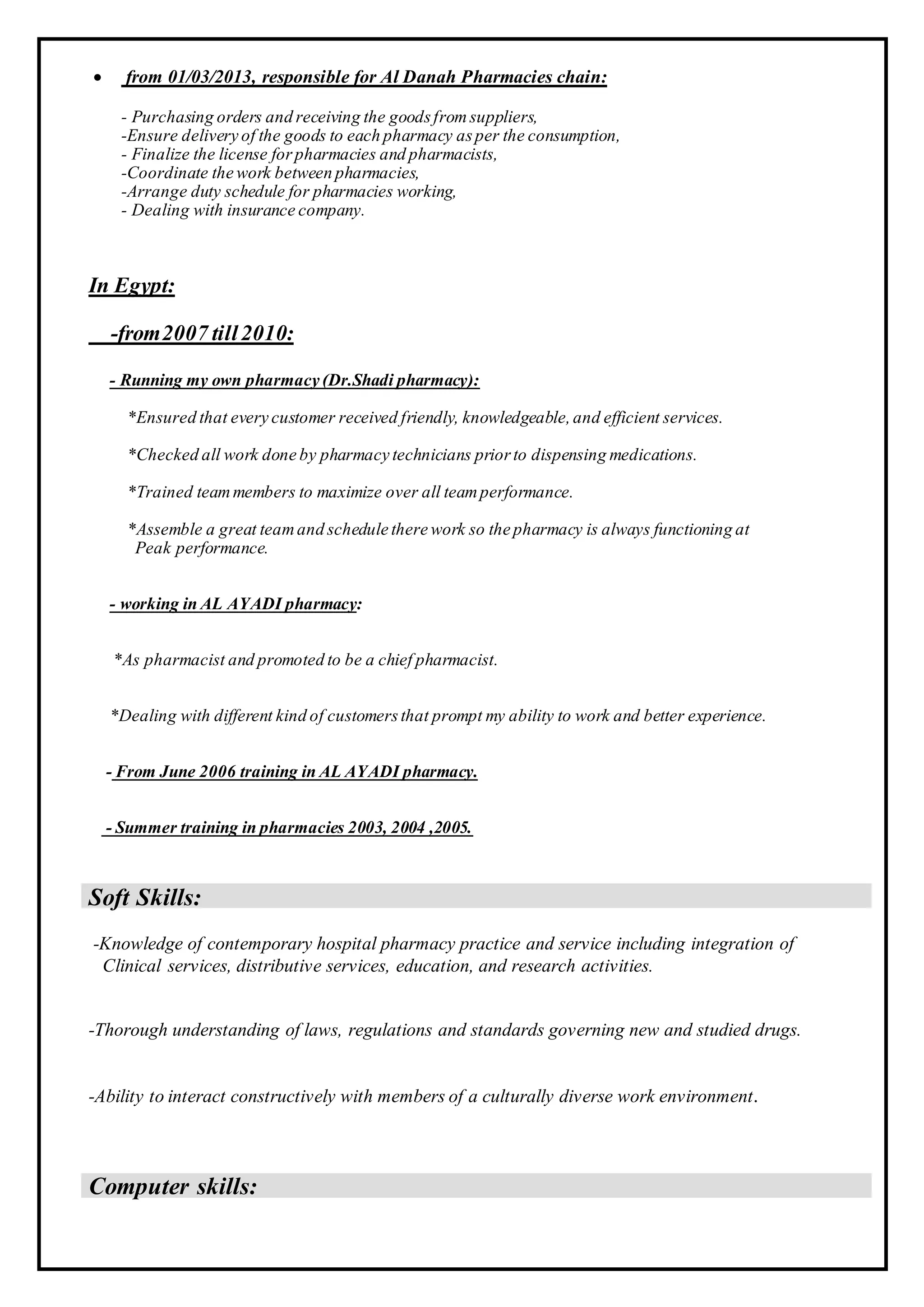 shadi salama cv PHARMACIST | DOCX | Pharmaceutical Industry | Industries