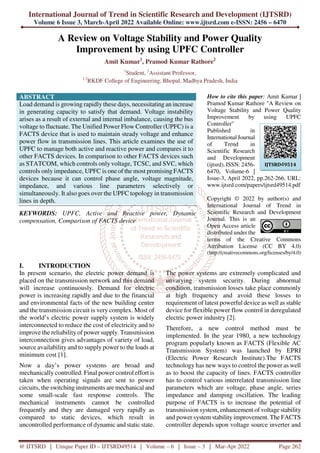 A Review on Voltage Stability and Power Quality Improvement by using UPFC Controller | PDF