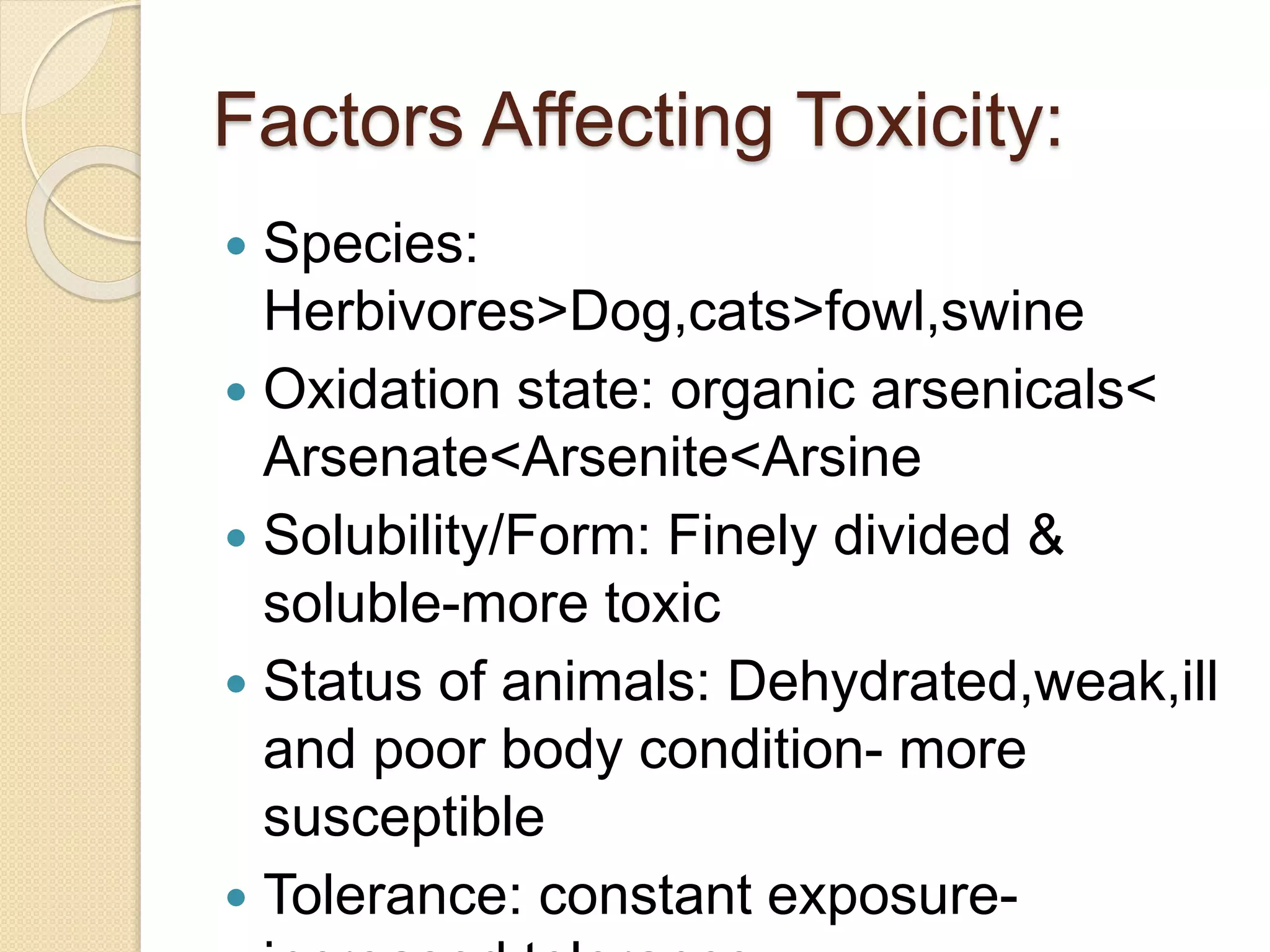 Arsenic and Lead Poisoning in Animals | PPTX