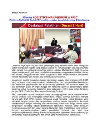 SILABUS Pelatihan _"Effective LOGISTICs MANAGEMENT & PPIC (Inventory ...