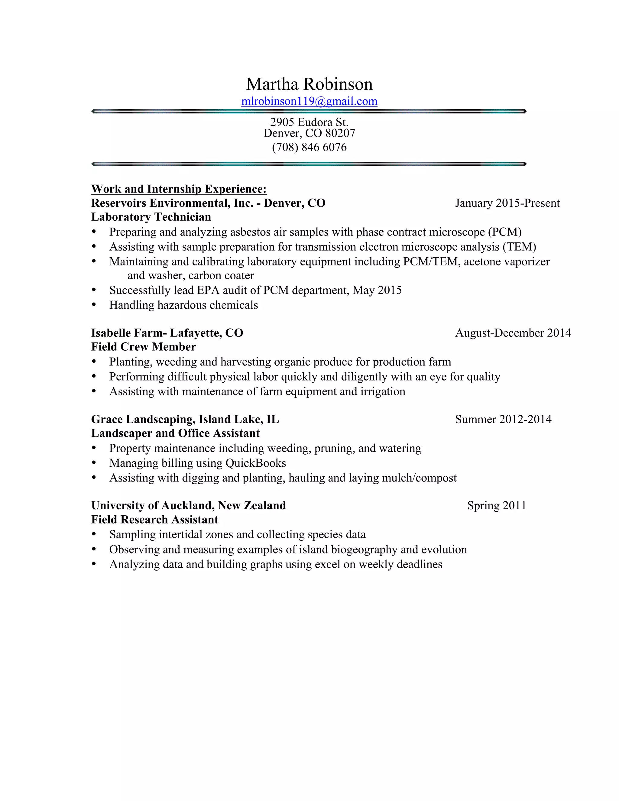 Martha Robinson Final Resume | PDF