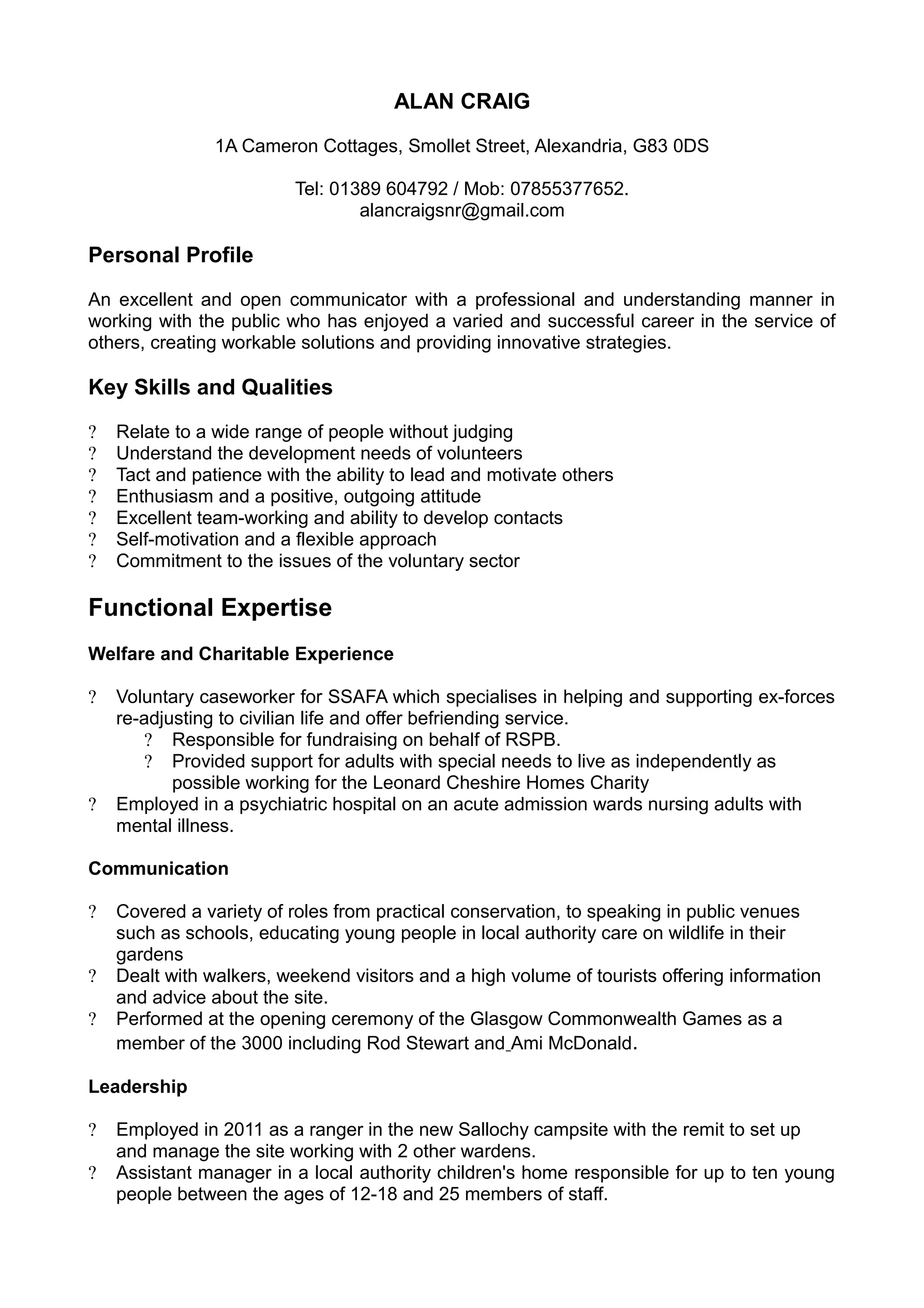 ALAN CRAIG Functional CV | RTF