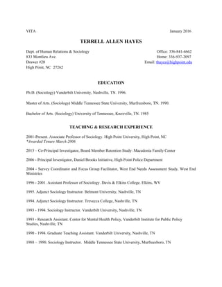 Terrell Hayes.CV.January2016 | PDF