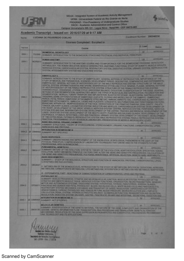 Luciana_graduation_academic transcript | PDF