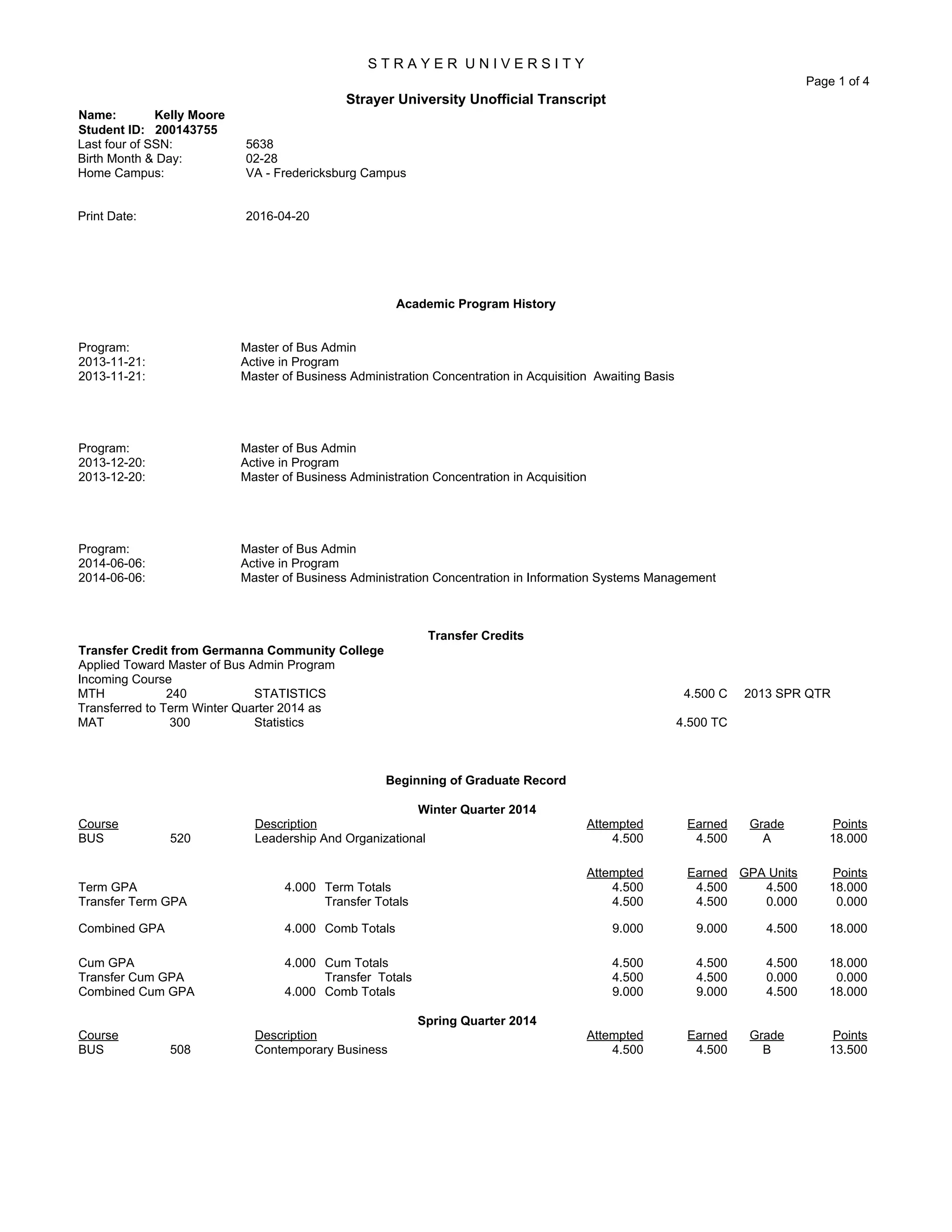 UnofficialTranscript | PDF