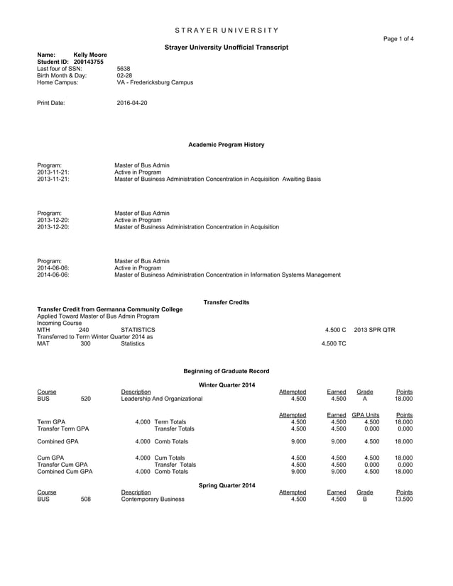 UnofficialTranscript | PDF