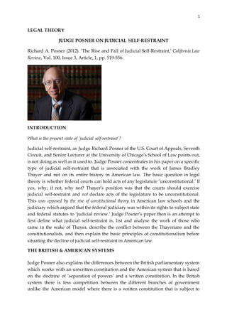 Judge Posner on Judical Restraint | DOCX