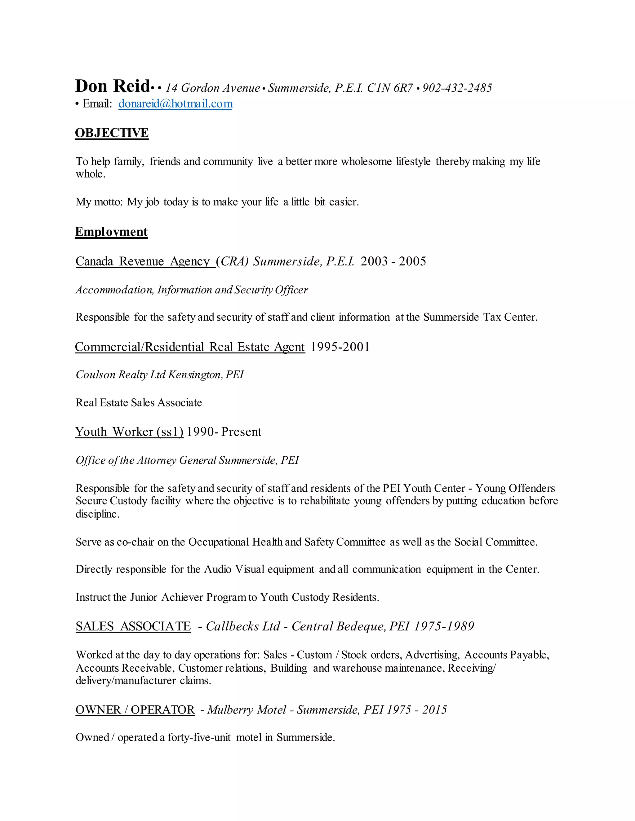 Don Reid Resume | DOCX