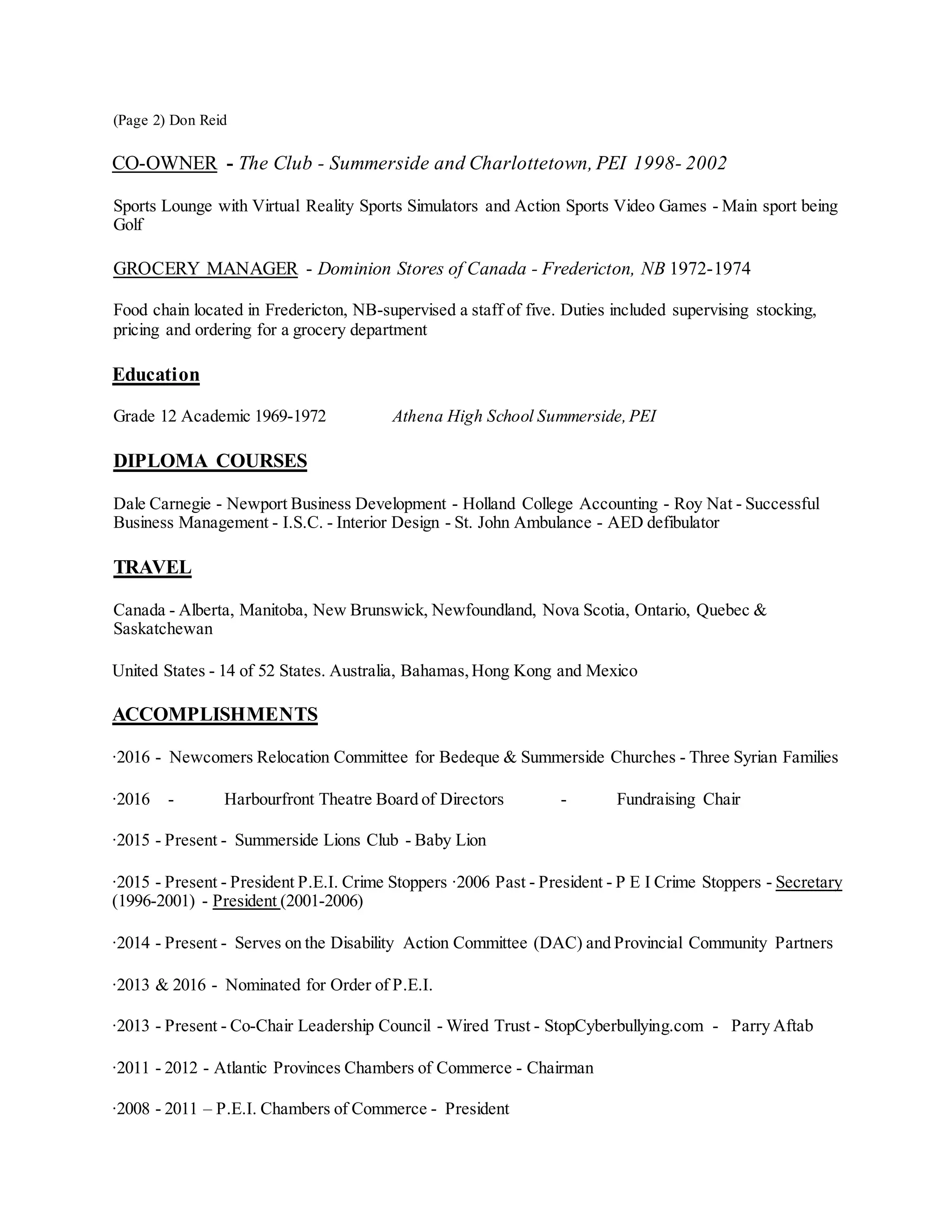 Don Reid Resume | DOCX