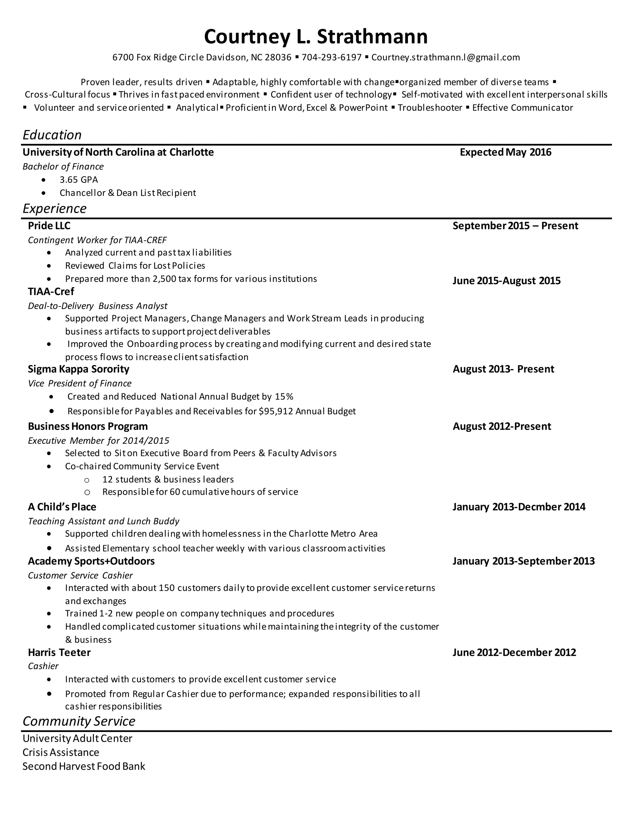 Courtney L Strathmann Resume | PDF