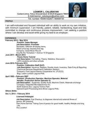 CV CALUBAYAN LEAMOR L. | PDF