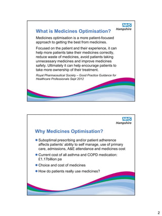 Breakout 4. 2 Benefits of implementing medicines optimisation in a COPD ...