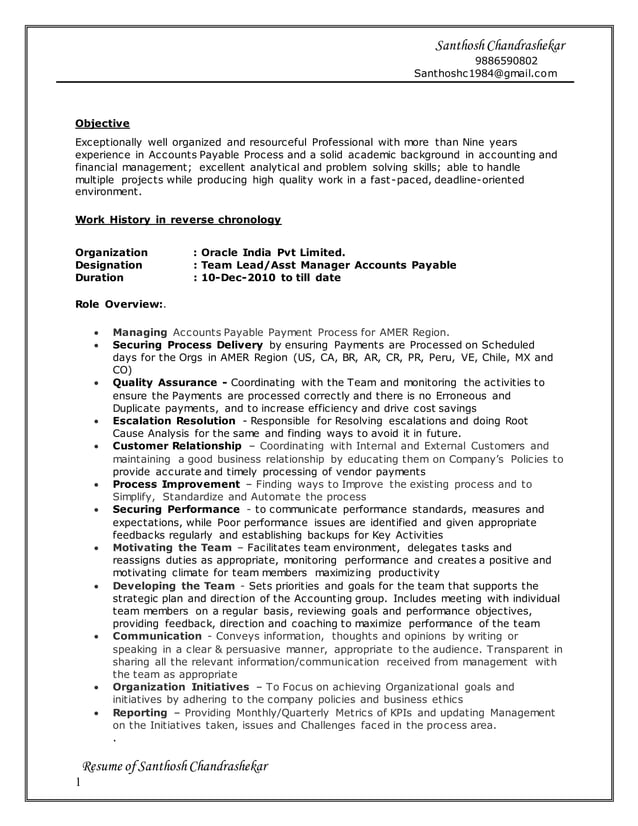 Santhosh C Resume | DOCX