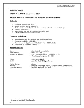 Santhosh C Resume | DOCX