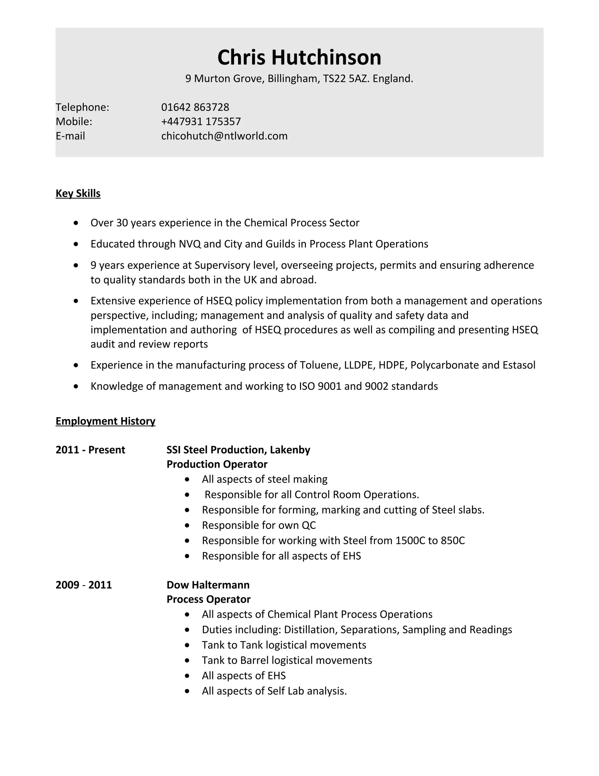 Chico CV-2 | DOC | Chemistry | Science
