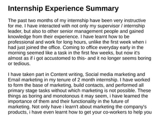 report for internship | PPT