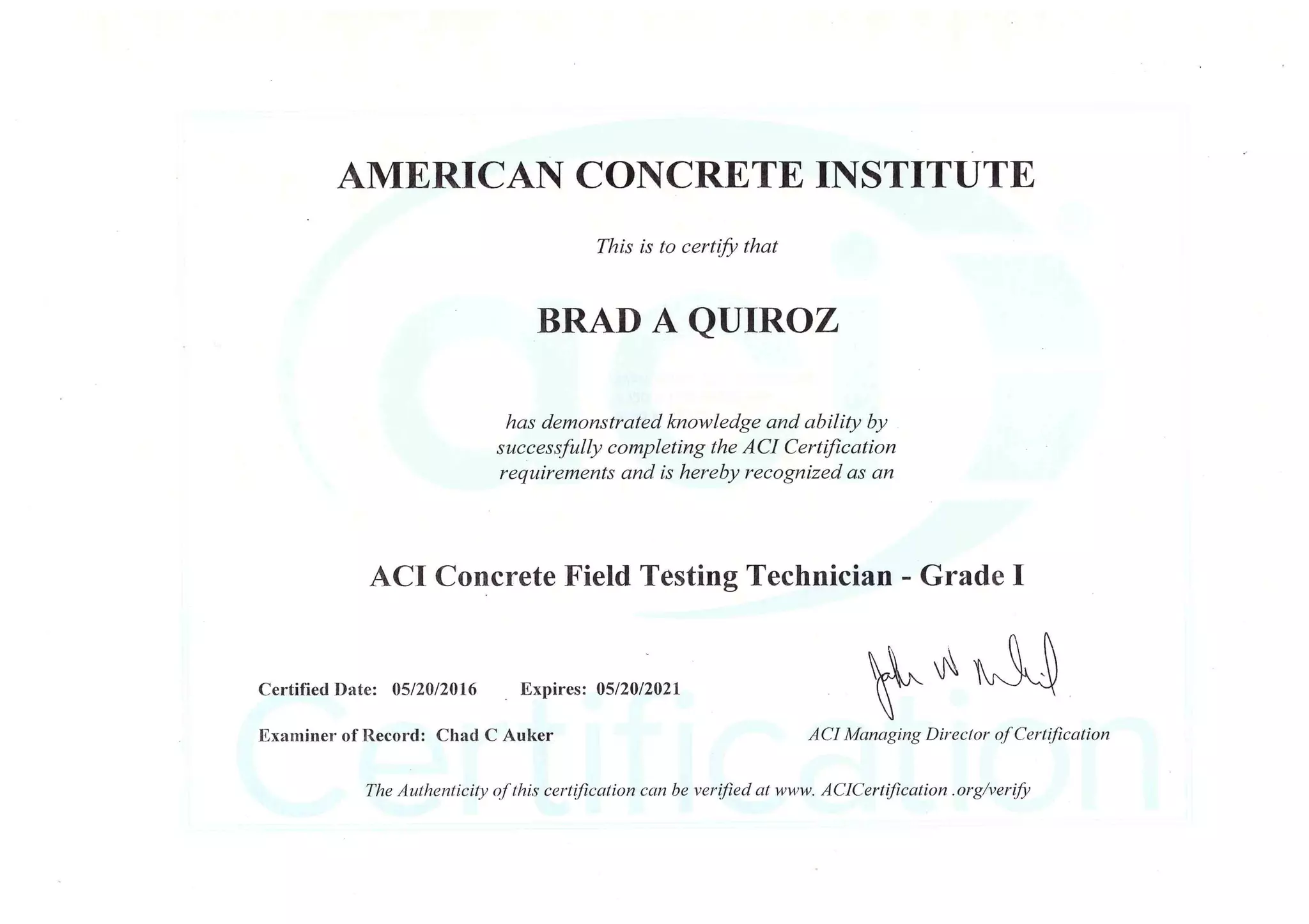 ACI Level 1 Field Testing | PPT