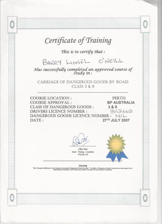 Training for Dangerous Goods Licence | PDF
