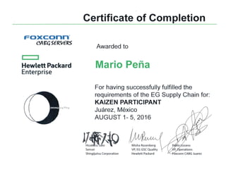 Foxconn CABG + HPE Kaizen Shingijutsu 2016-08 | PDF