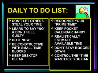 TIME MANAGEMENT & ORGANIZATIONAL SKILLS II | PPT