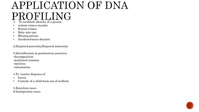 DNA PROFILING FORENSIC MEDICINE, MBBS 3RDYR | PPT