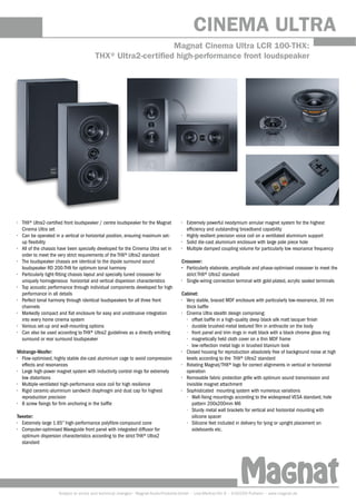 Magnat CInema Ultra with THX Ultra 2 Certification | PDF