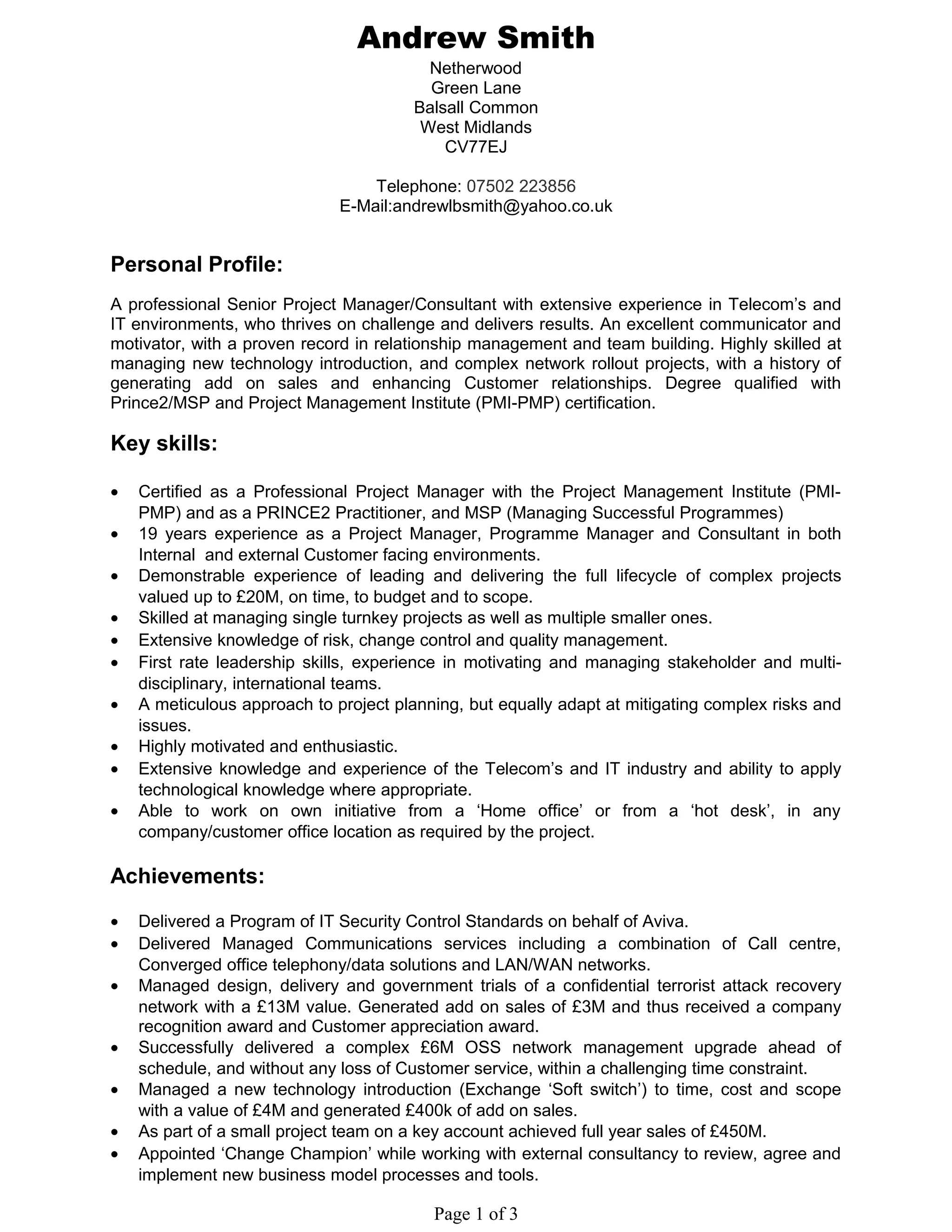 Andrew Smith CV 28-11-16 | DOC