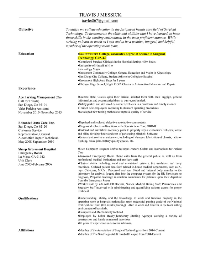Travis Messick - Resume | PDF