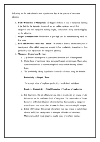 desk project on manpower planing | DOCX