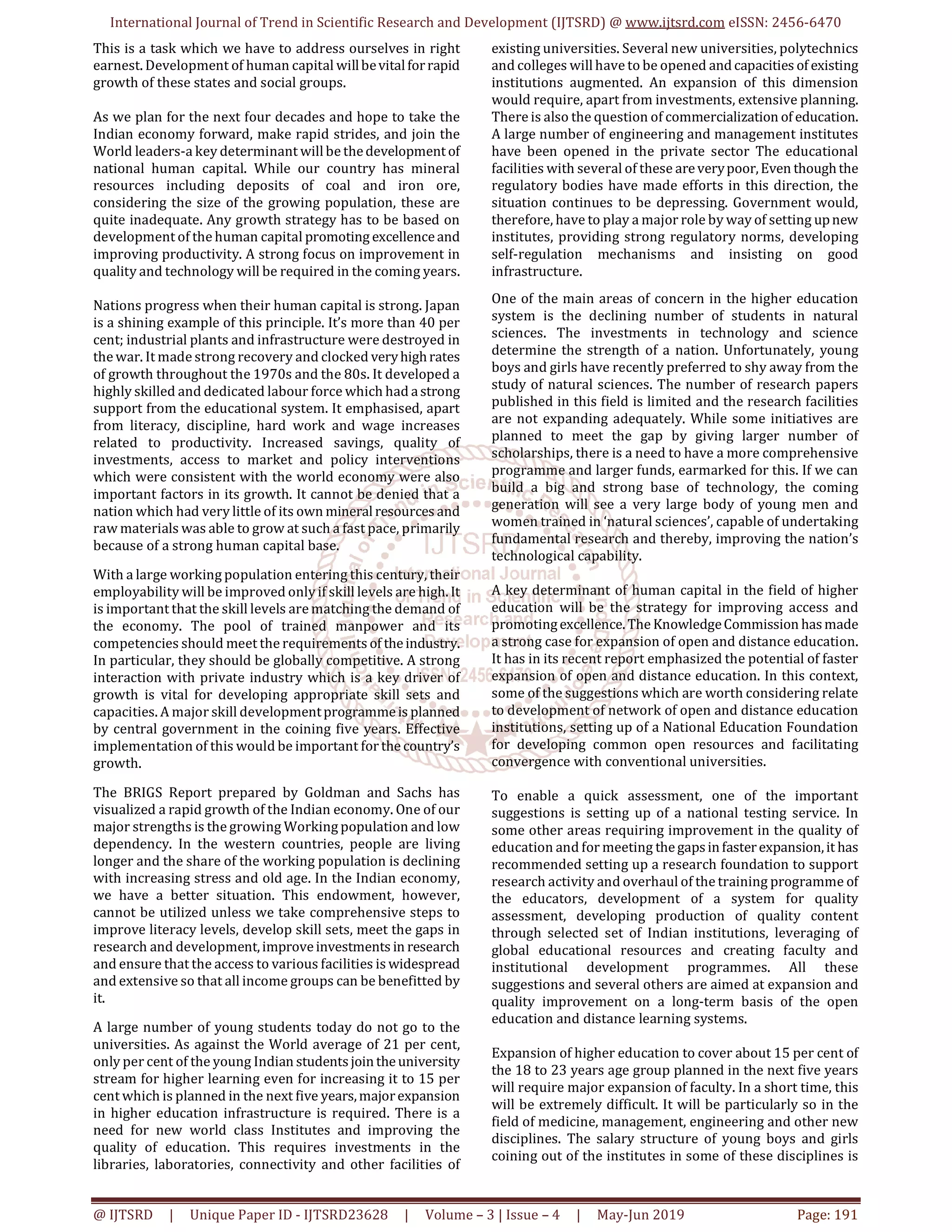 Economic Growth and Human Capital | PDF