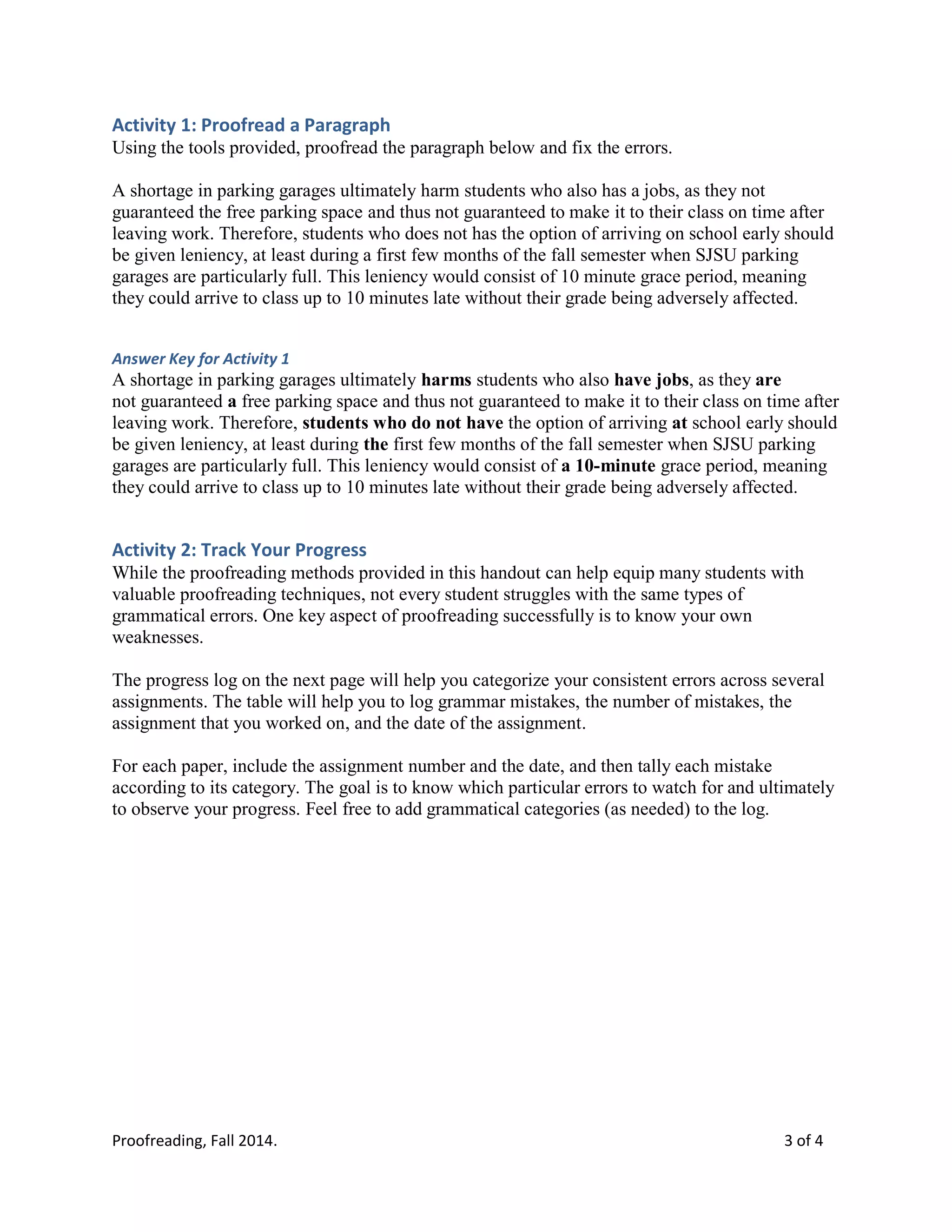 Proofreading Handout | PDF