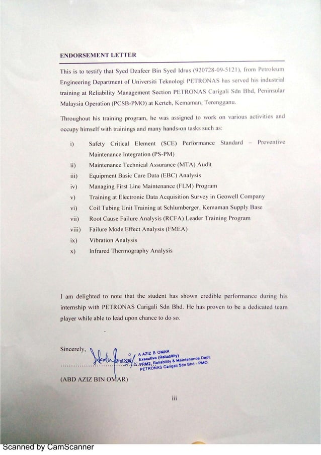 Endorsement Letter | PDF